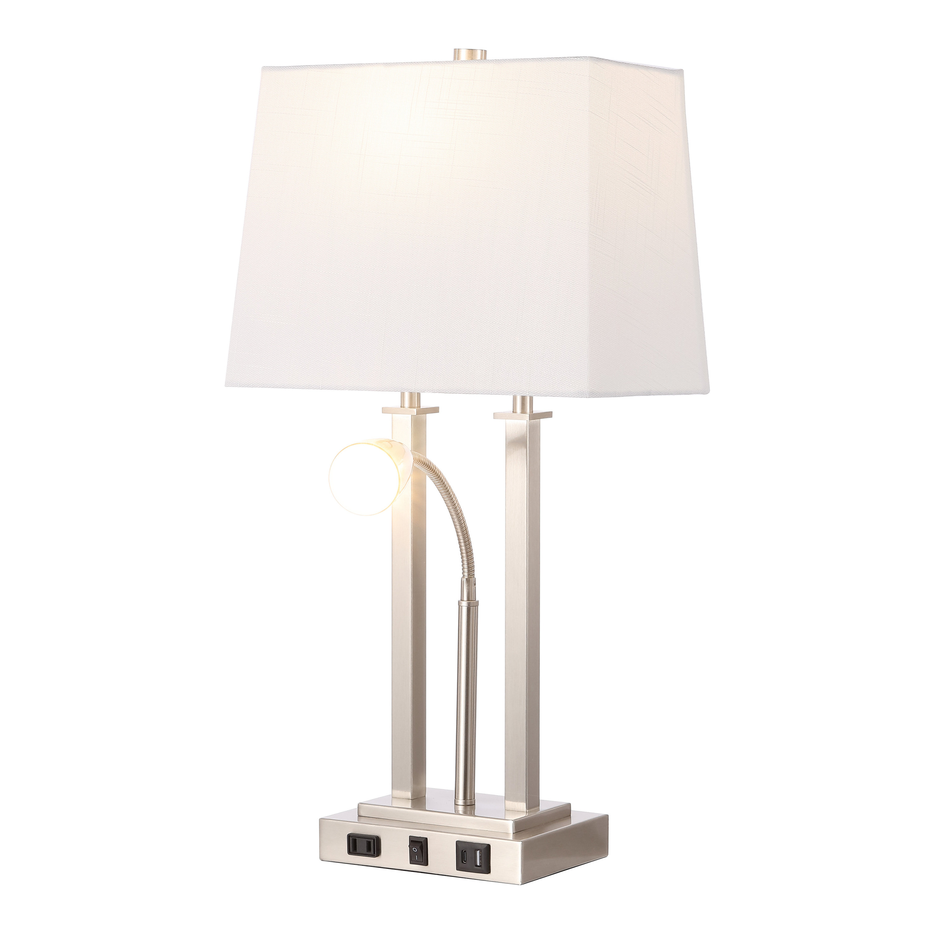 Ivy Bronx Igna 23.75" 2-Light Modern Farmhouse Metal LED Table Lamp with USB Charging port ...